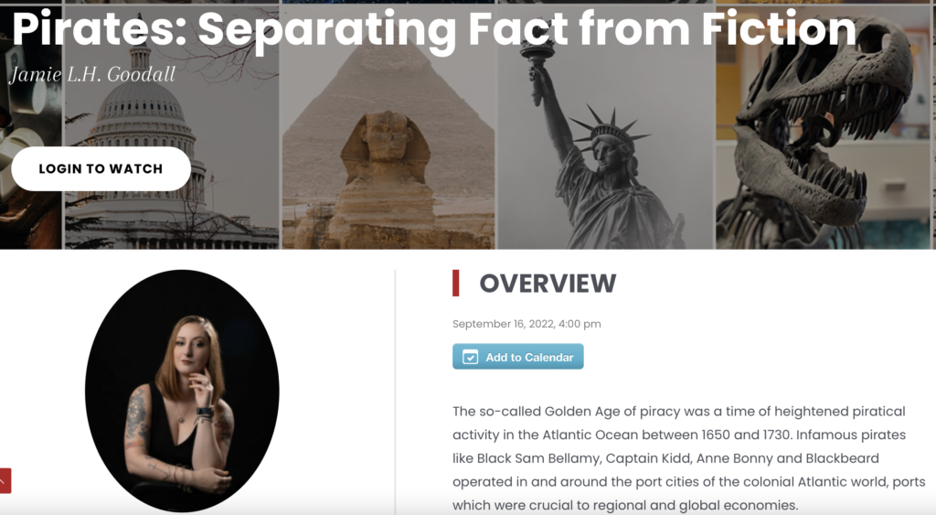 Upcoming Events • Jamie L.H. Goodall